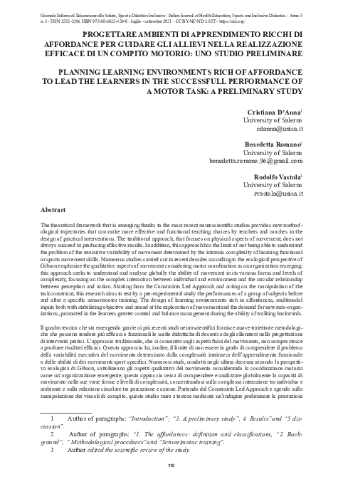 (PDF) Planning Learning Environments Rich of Affordance to Lead the Learners in the Successfull ...