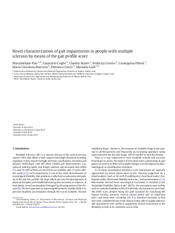 Novel characterization of gait impairments in people with multiple ...