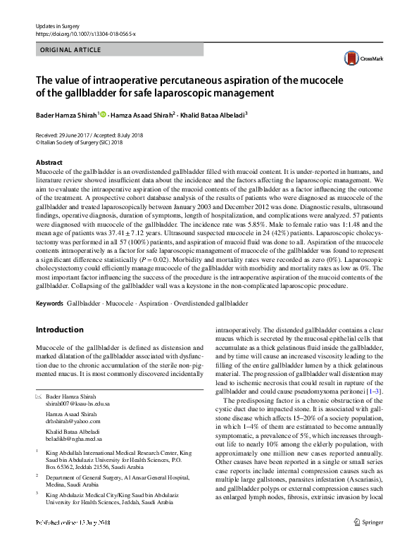 (PDF) The value of intraoperative percutaneous aspiration of the ...