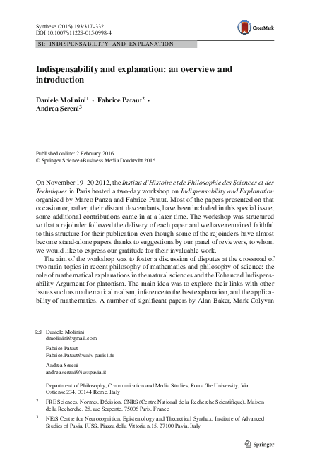 (PDF) Indispensability and explanation: an overview and introduction ...