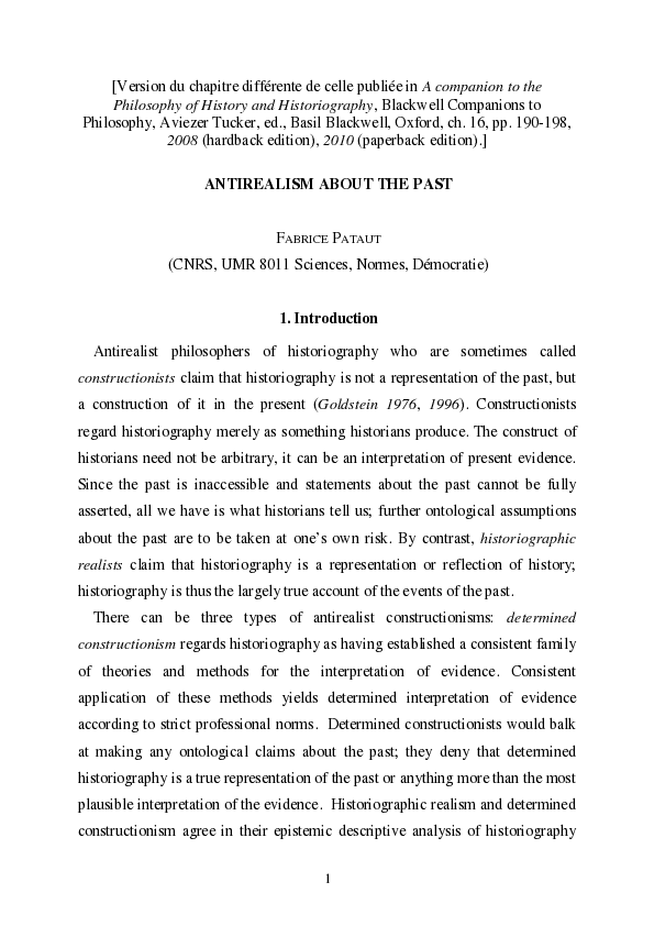 (PDF) Anti-Realism about the Past