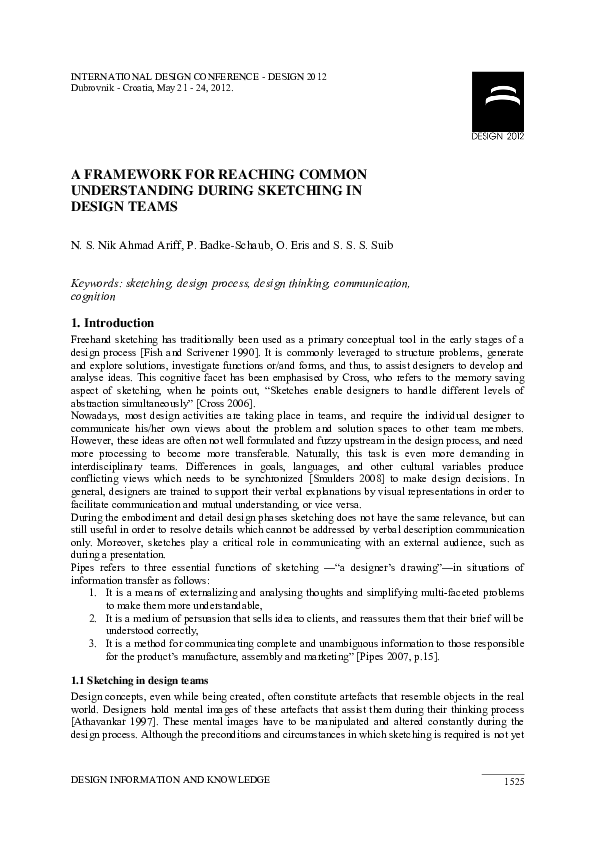 (PDF) A Framework for Reaching Common Understanding During Sketching in Design Teams