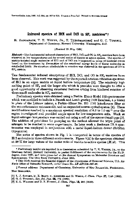(PDF) Infrared spectra HCl and DCl in SF6 matrices