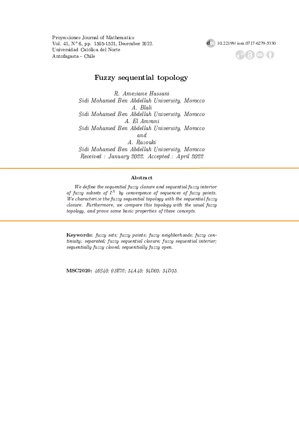 (PDF) Fuzzy sequential topology