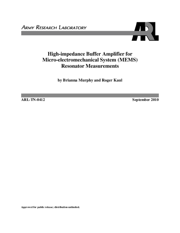 (PDF) High-impedance Buffer Amplifier For Micro-electromechanical ...