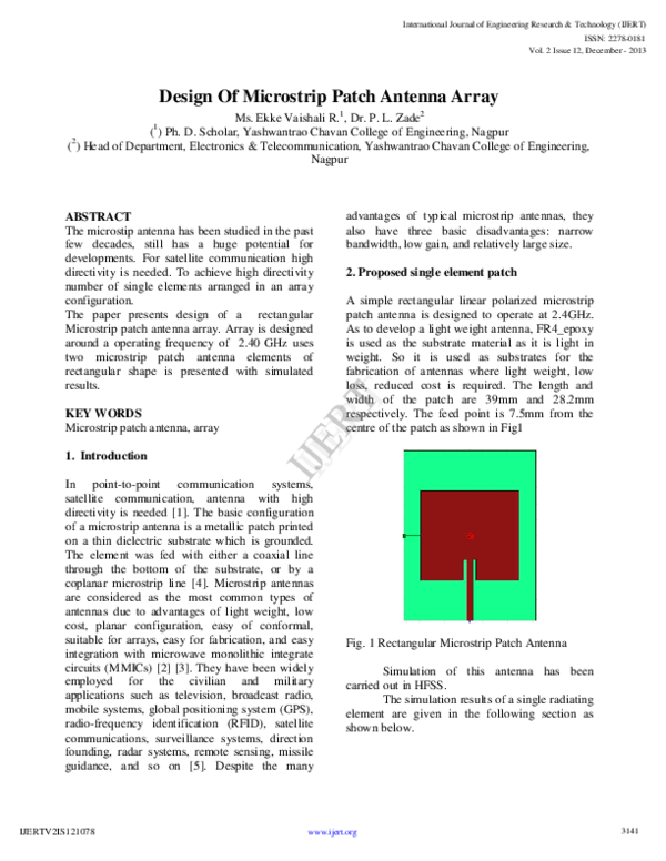 (PDF) Design of Microstrip Patch Antenna Array