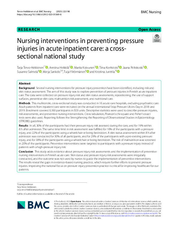 (PDF) Nursing interventions in preventing pressure injuries in acute ...