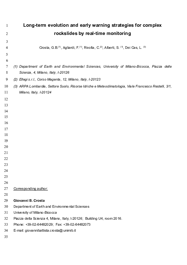 (PDF) Long-term evolution and early warning strategies for complex ...