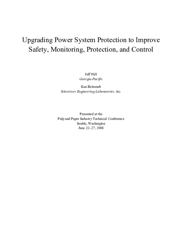 (PDF) Upgrading power system protection to improve safety, monitoring ...