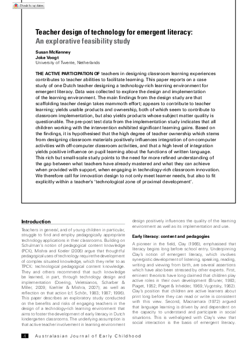 (PDF) Teacher Design of Technology for Emergent Literacy: An ...