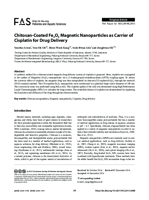 (PDF) Chitosan-Coated Fe3O4 Magnetic Nanoparticles as Carrier of ...