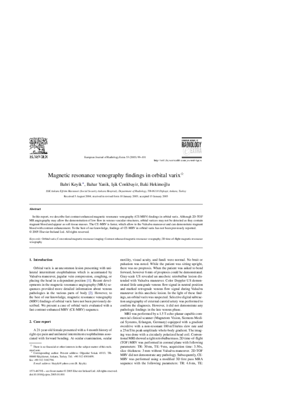 (PDF) Magnetic resonance venography findings in orbital varix