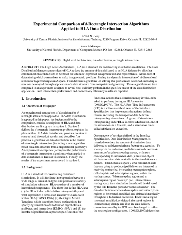 (PDF) Experimental comparison of d-rectangle intersection algorithms applied to hla data ...