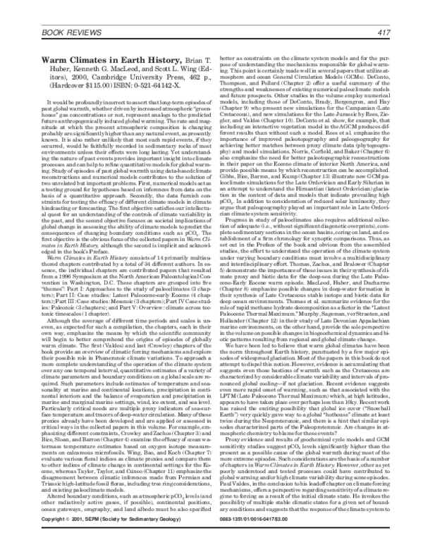 (PDF) Warm Climates in Earth History