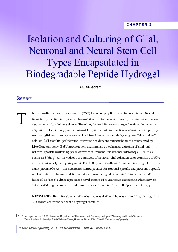 (PDF) Isolation and Culturing of Glial, Neuronal and Neural Stem Cell ...