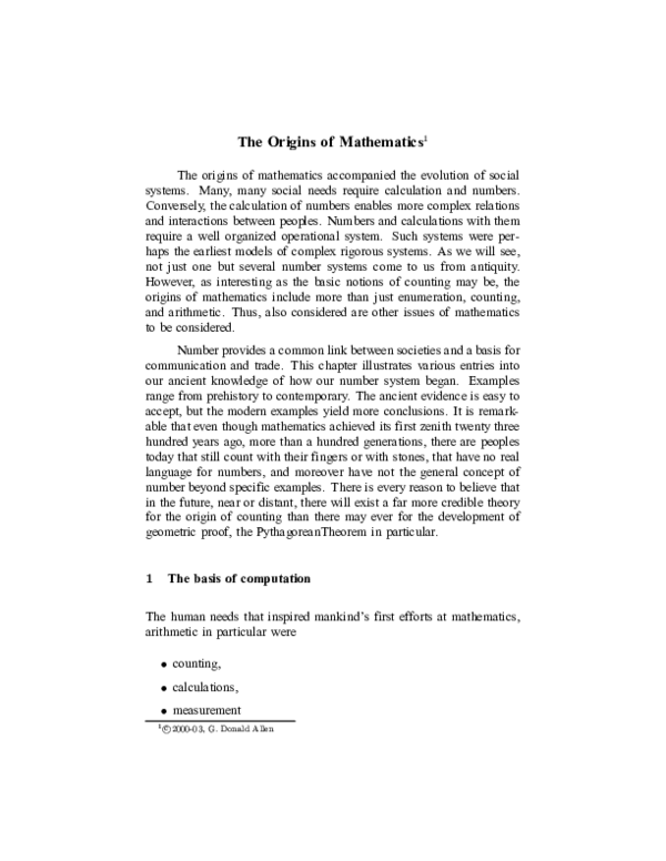 (PDF) On the Origins of Mathematics