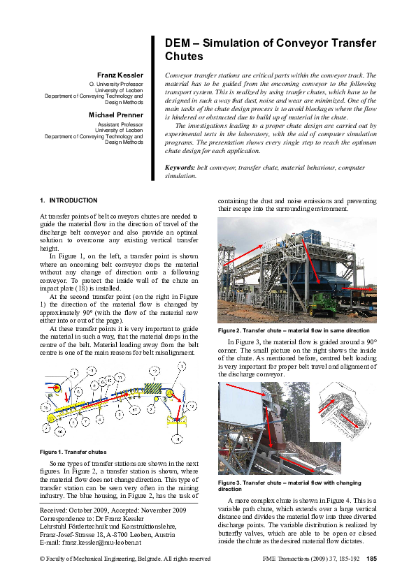 (PDF) DEM - Simulation of Conveyor Transfer Chutes