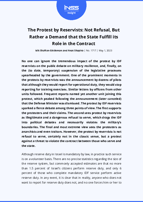 (PDF) The Protest by Reservists: Not Refusal, But Rather a Demand that ...