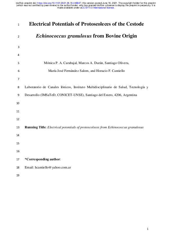 (PDF) Electrical potentials of protoscoleces of the cestode ...