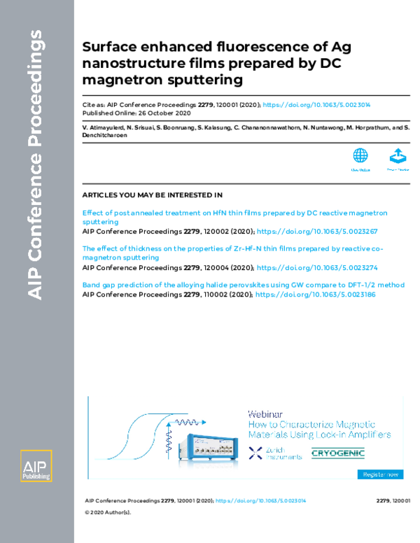 (PDF) Surface enhanced fluorescence of Ag nanostructure films prepared ...