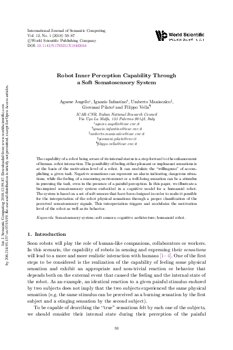 (PDF) Robot Inner Perception Capability Through a Soft Somatosensory System | Giovanni Pilato ...