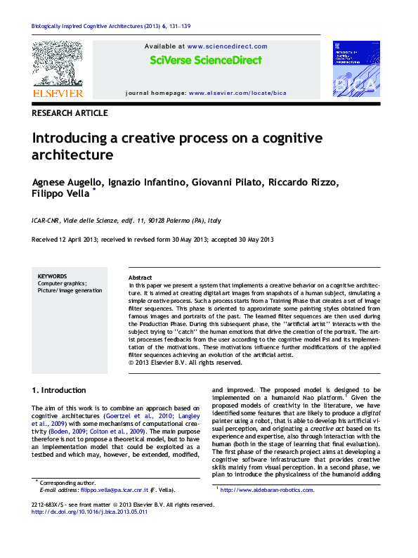 (PDF) Introducing a creative process on a cognitive architecture