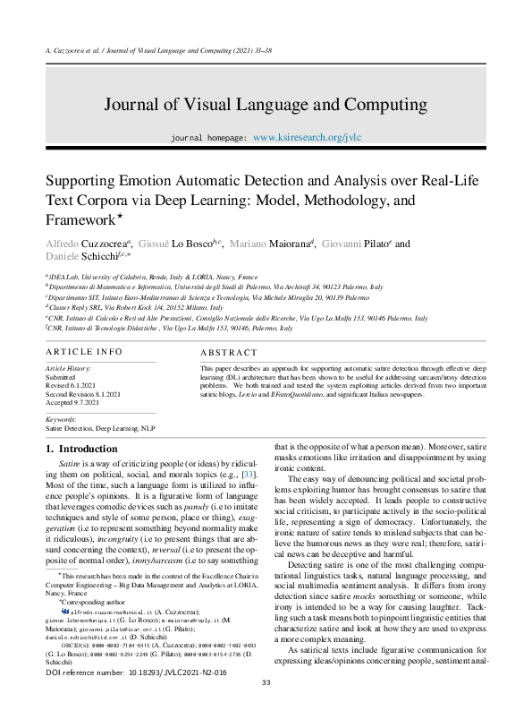 Pdf Supporting Emotion Automatic Detection And Analysis Over Real Life Text Corpora Via Deep