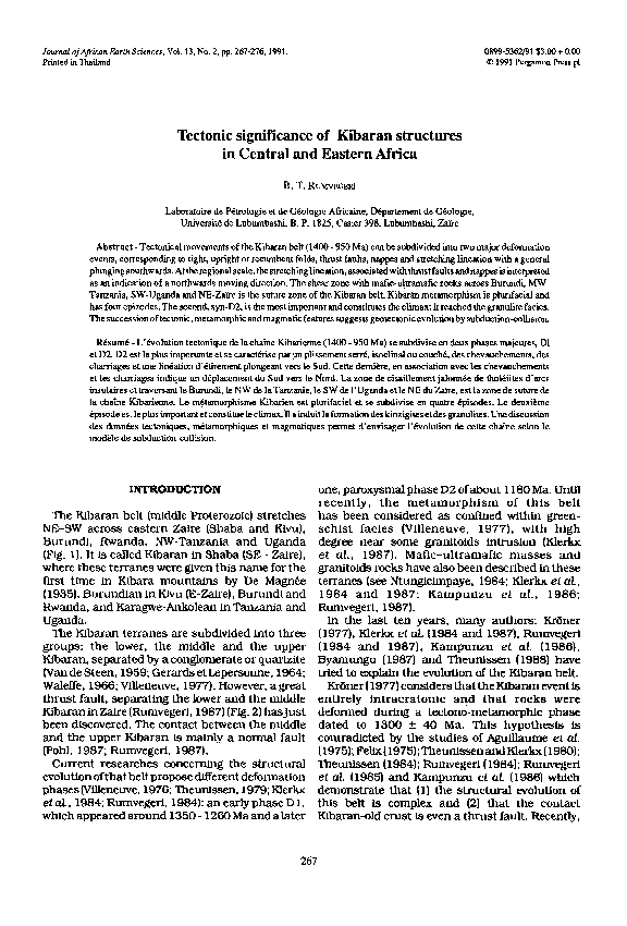 (PDF) Tectonic significance of Kibaran structures in Central and ...