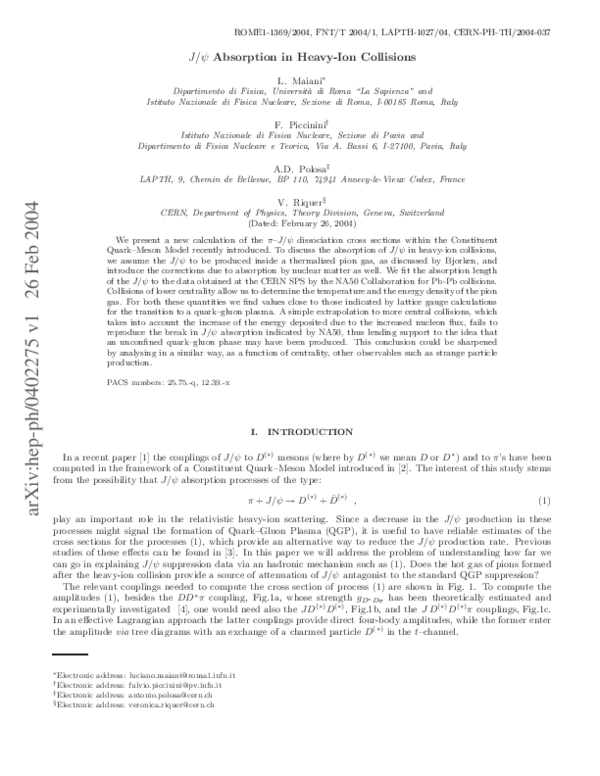 (PDF) Absorption in Heavy-Ion Collisions