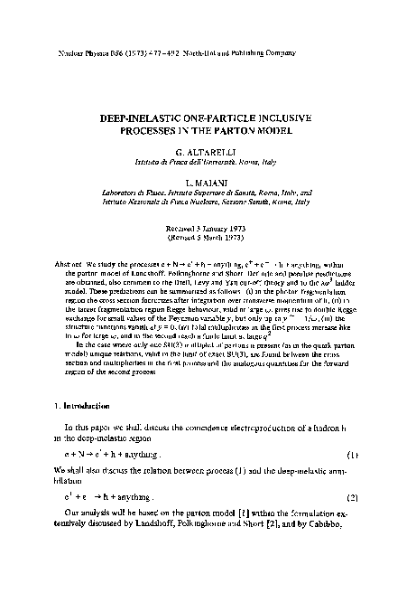 (PDF) Deep-inelastic one-particle inclusive processes in the parton model