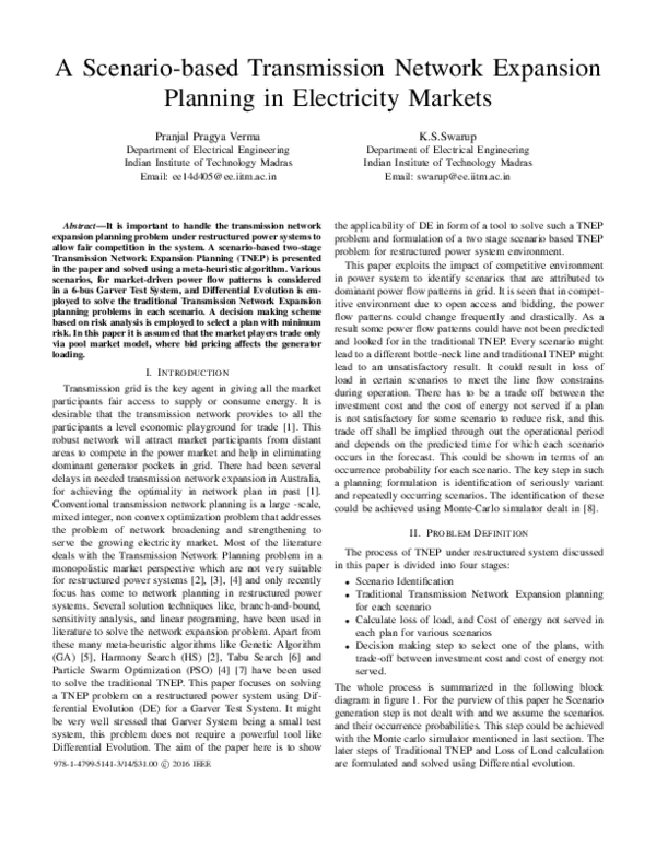 (PDF) A scenario-based transmission network expansion planning in ...