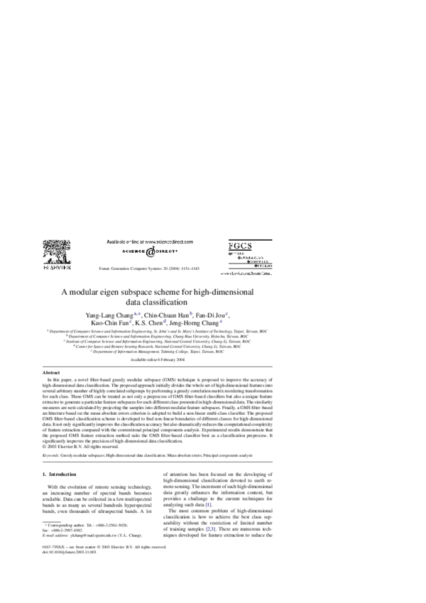 (PDF) A modular eigen subspace scheme for high-dimensional data classification