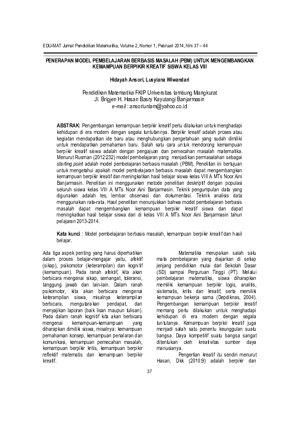 (PDF) Penerapan Model Pembelajaran Berbasis Masalah Dengan Metode Eksperimen Untuk Meningkatkan ...
