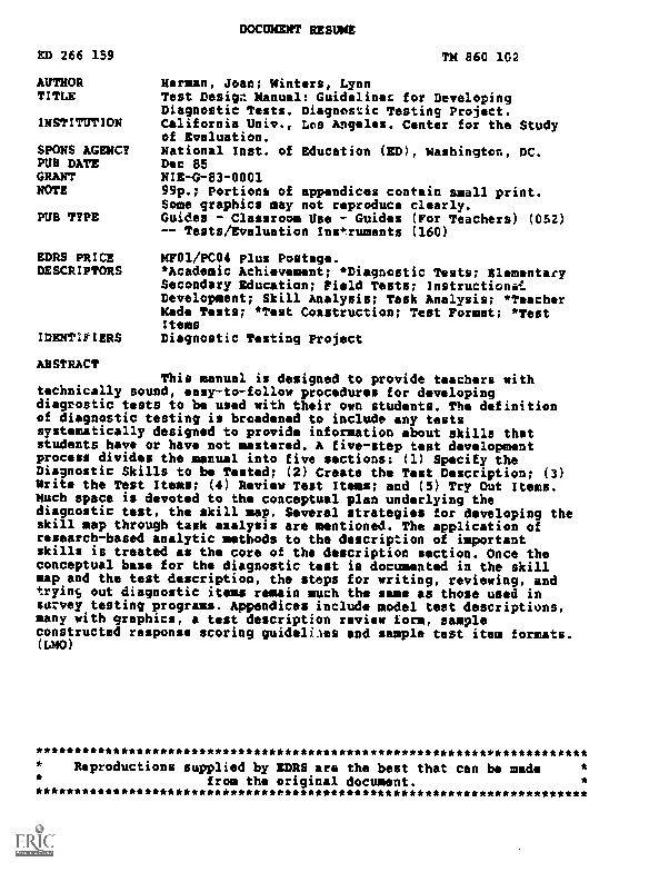 (PDF) Test Design Manual: Guidelines for Developing Diagnostic Tests ...