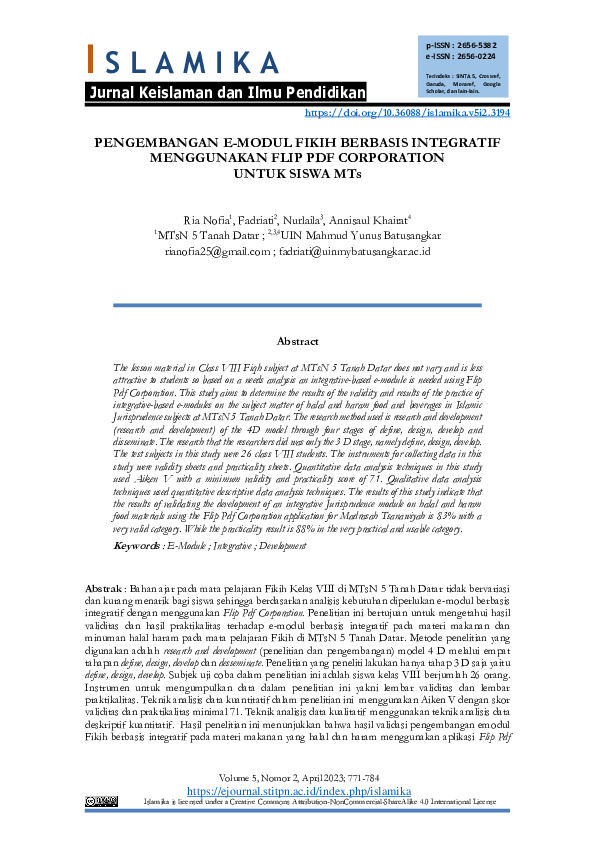 (PDF) Pengembangan E-Modul Fikih Berbasis Integratif Menggunakan Flip PDF Corporation untuk ...