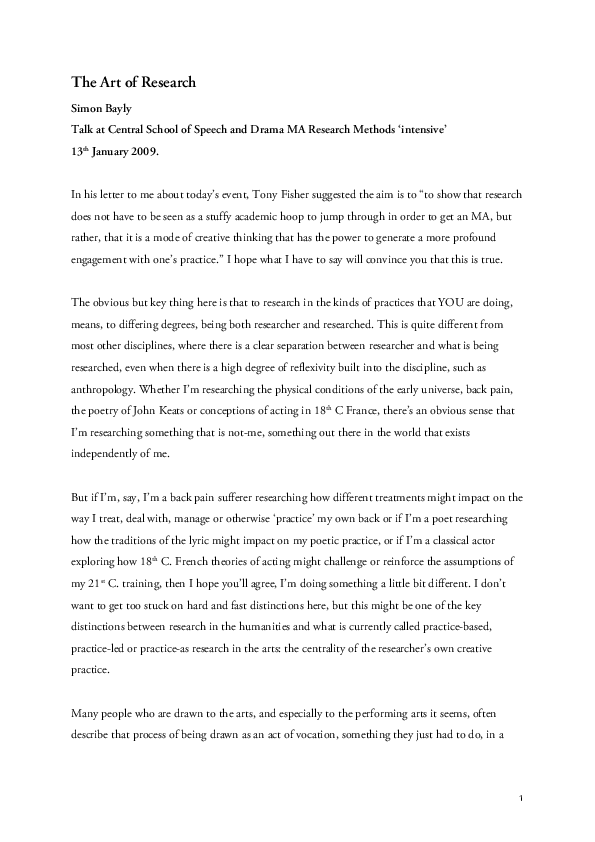 (PDF) The Art of Research (2009)