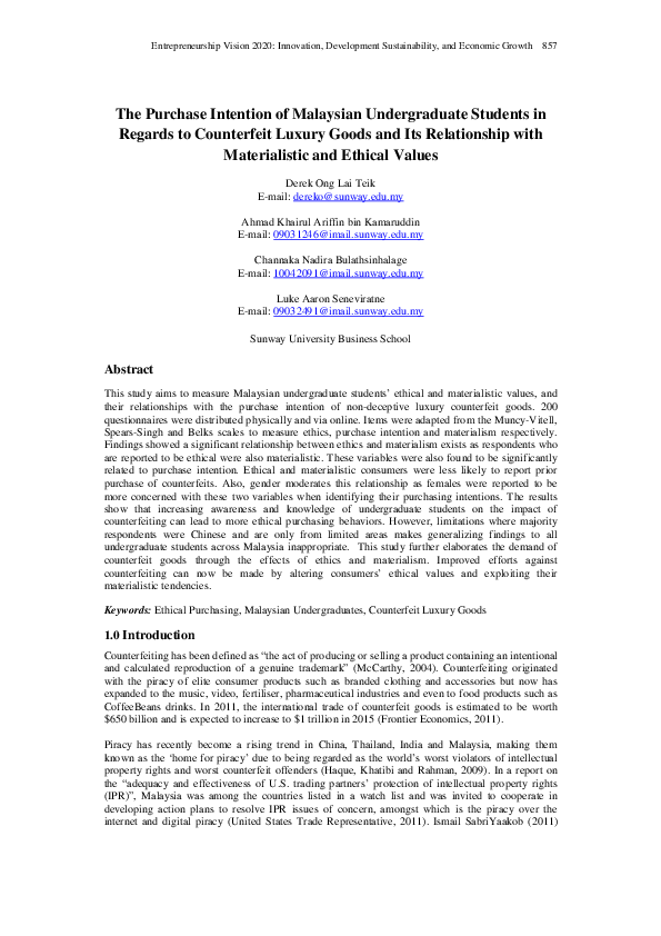 (PDF) The purchase intention of Malaysian undergraduate students ...