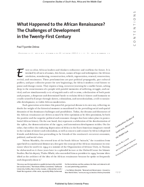 (PDF) What Happened to the African Renaissance? The Challenges of ...