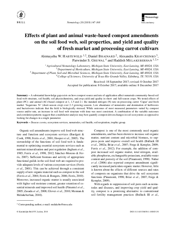 (PDF) Effects of plant and animal waste-based compost amendments on the ...
