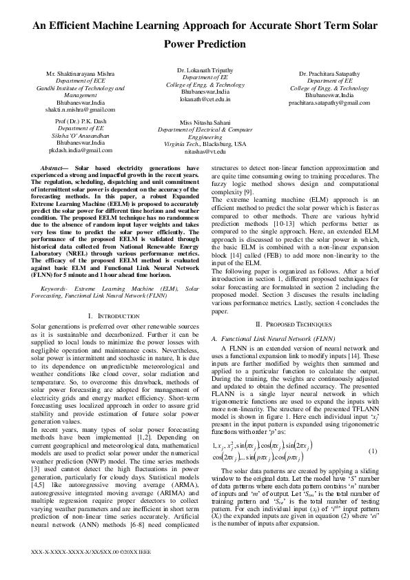 (PDF) An Efficient Machine Learning Approach for Accurate Short Term ...