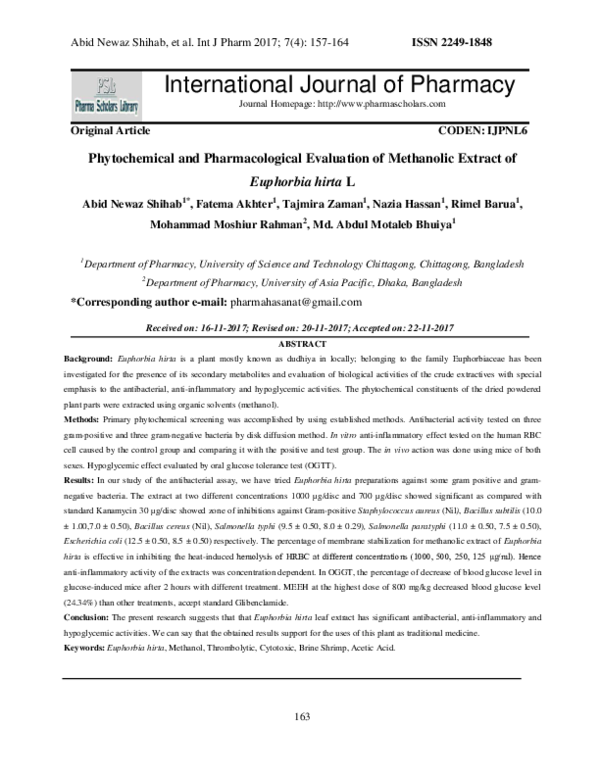 (PDF) Phytochemical and Pharmacological Evaluation of Selected Plants