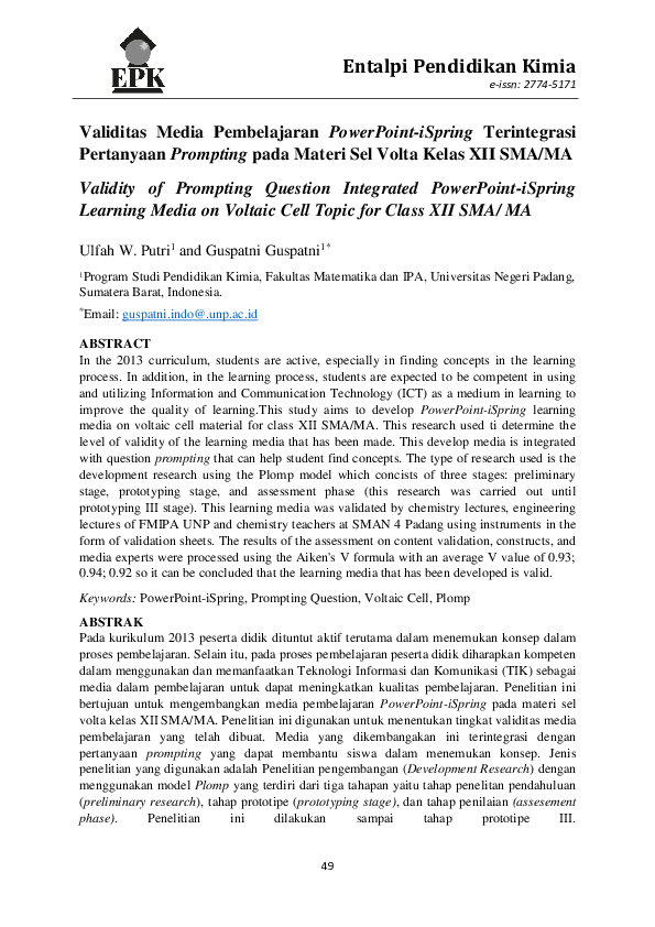 (PDF) Validitas Media Pembelajaran PowerPoint-iSpring Terintegrasi Pertanyaan Prompting pada ...