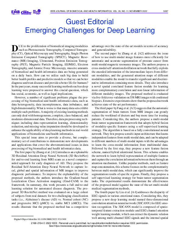 (PDF) Guest Editorial Emerging Challenges for Deep Learning