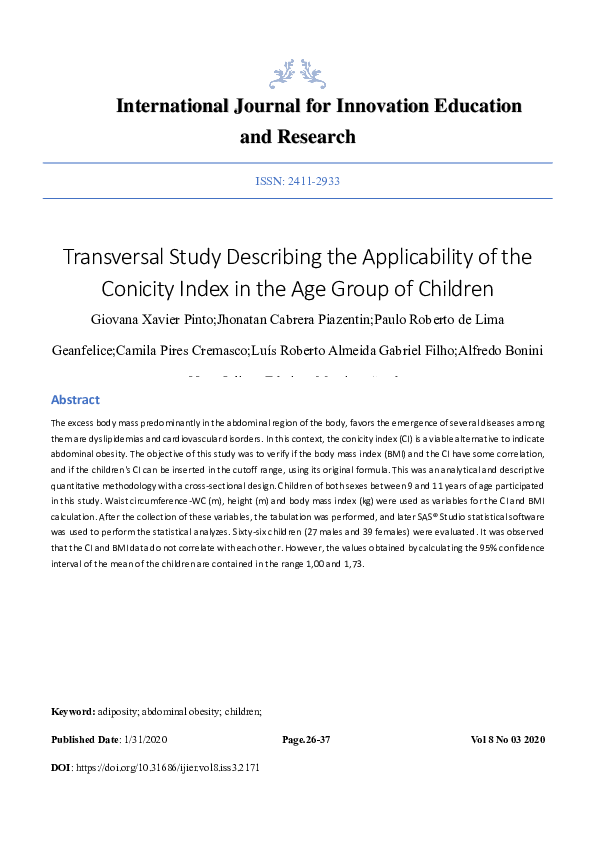 (PDF) Transversal Study Describing the Applicability of the Conicity ...