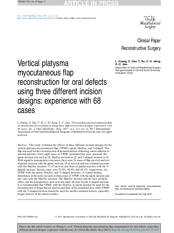 (PDF) Vertical platysma myocutaneous flap reconstruction for oral ...