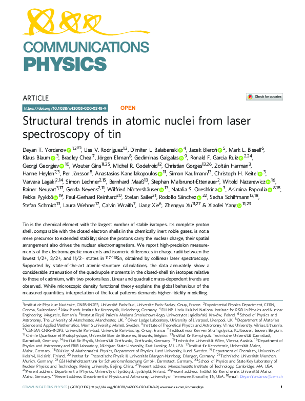 (PDF) Structural trends in atomic nuclei from laser spectroscopy of tin