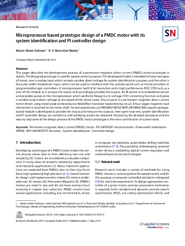 (PDF) Microprocessor based prototype design of a PMDC motor with its system identification and ...