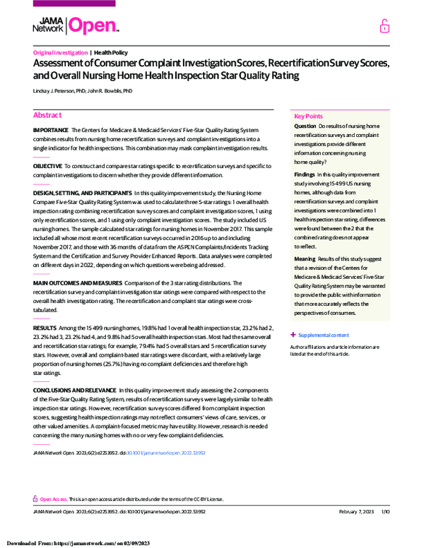 (PDF) Assessment of Consumer Complaint Investigation Scores ...