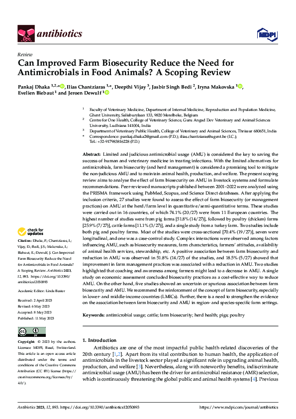 (PDF) Can Improved Farm Biosecurity Reduce the Need for Antimicrobials ...