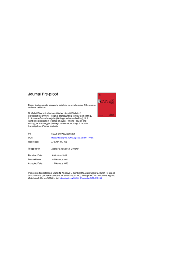 (PDF) Doped barium cerate perovskite catalysts for simultaneous NOx ...